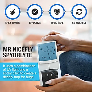 MR NICEFLY 2 Pack - Fruit Fly Traps for Indoors & Gnat Traps for House Indoor, Bug Zapper & Mosquito Killer with UV Night Light Attractant (2 Device + 4 Sticky Cards)