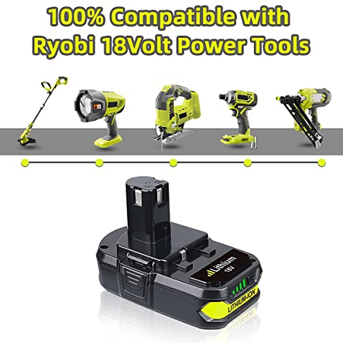 Masione 2Pack 3.0Ah P102 Battery Lithium Replacement for Ryobi 18v Battery P108 P102 P103 P104 P105 P107 P109