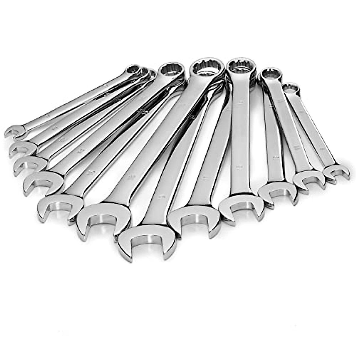 12-Piece Metric Combination Wrench Set in Roll-up Pouch, Non-Skip Sizes 8mm - 19mm | Chrome Vanadium Steel with Mirror Finish | Ideal for General Household, Garage Workshop, Auto Repairs and Much More