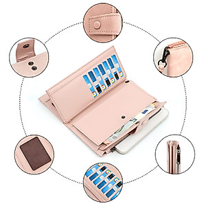 TAN.TOMI Wallet Women, Vegan Leather Women Wallet Large Capacity, Wallet for Women RFID Blocking with Multi Card Organizers