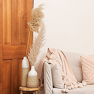 Main + Mesa Stoneware Vase with Gold Pattern