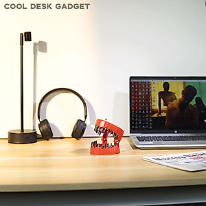 Magoog Denture Drill Bit Holder,Gag Gift for Dentist,3D Sculpture Desk Decor,1/4” Hex Bit Screwdriver,2-in-1 Screwdriver& Desk Gadget,Magnetic Gums with 28PCS Bits,Red