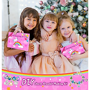 Girls Charm Bracelet Making Kit - 166 Pcs Unicorn Charms Bracelets Kits Kids Jewelry Supplies Make Set DIY Art Craft Set Creative Toys Birthday Gifts for Age 5 6 7 8 9 10 11 12 Year Old Girl Children