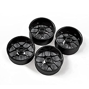 Abendor 4Pcs Metal 1/24 1/28 RC Car Drift Wheels, [2N+2W] 22mm 1/28 RC Car Drift Hubs for BBS Mini-Q HGD1 Mini-D DRZ Wltoys K969 K989 Rc Car Upgrade Parts (Black, 3.5 Degree)