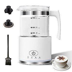 Electric Milk Frother, 4 in 1 Milk Frother and Steamer, Milk Steamer,16.9OZ/500ml Automatic Warm and Cold Foam Maker for Coffee,Latte, Cappuccino, Macchiato, Hot Chocolate, Dishwasher Safe (White)