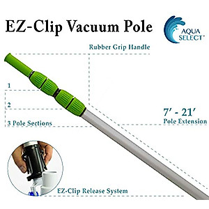 Aqua Select Maintenance Kit | Includes EZ-Clip 7' - 21' Telescopic Pole, Pool Brush, Leaf Skimmer and Pool Rake for Above Ground and Inground Swimming Pools