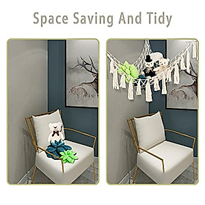 YELIENM Stuffed Animals Net or Hammock with LED Light, 59 inch Toy Hammock Net for Stuffed Animals Corner Hanging Stuffed Animal Storage Stuffed Animal Holder for Nursery Kids Bedroom (White)…