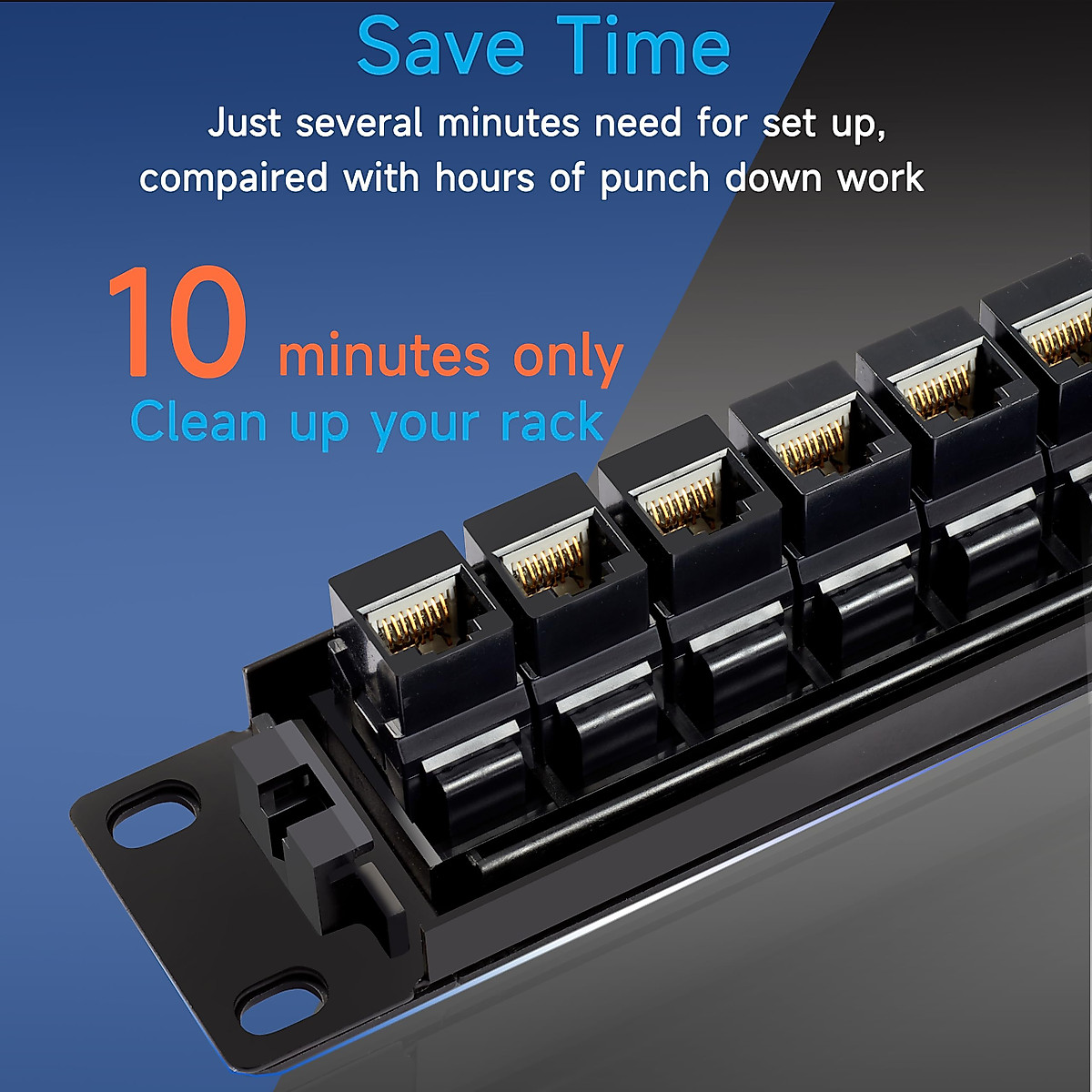 Lysymixs 24 Port RJ45 Patch Panel Cat6 Feed Through, Coupler Network Patch Panel 19 Inch, Inline Keystone Ethernet Patch Panel with Back Bar