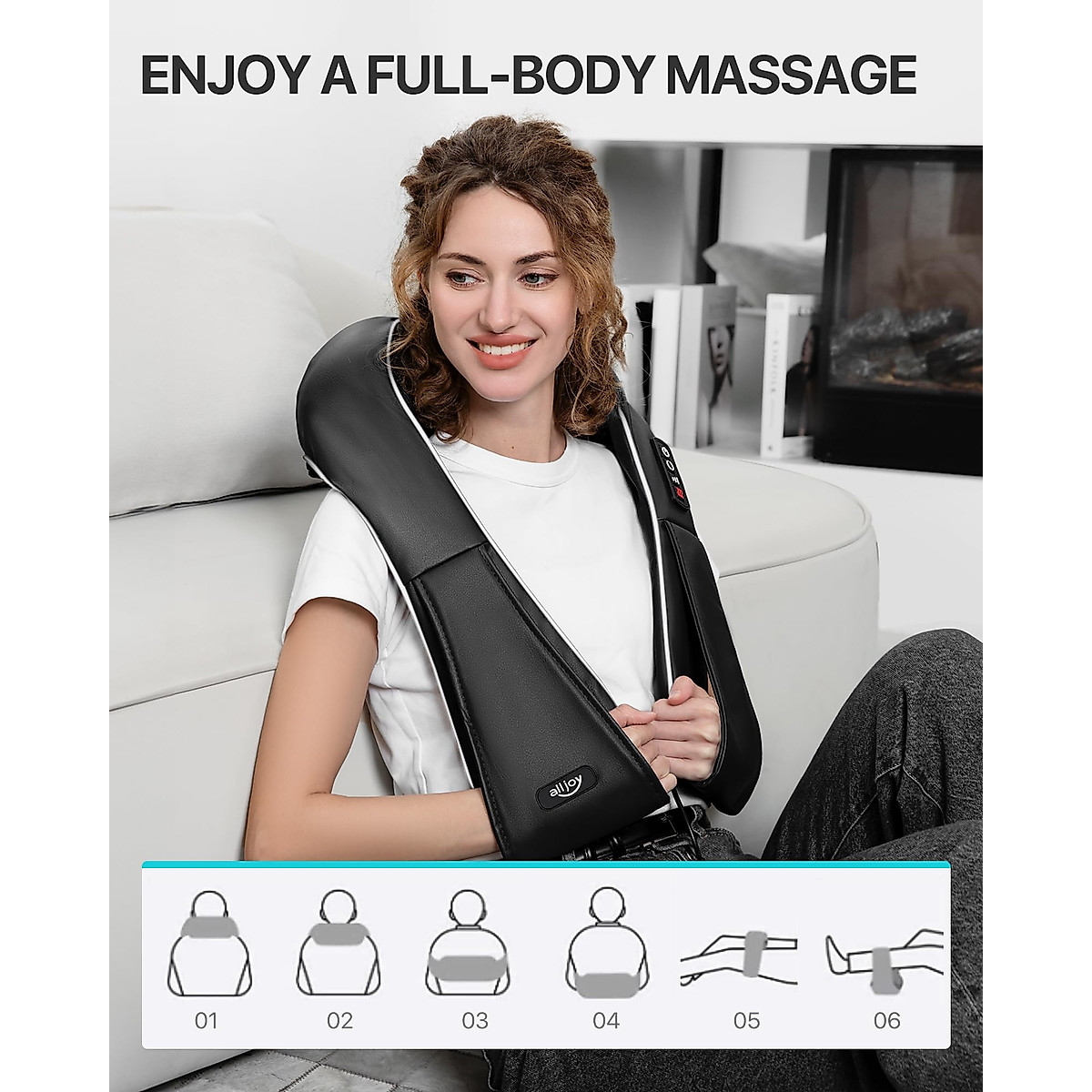ALLJOY Shiatsu Back and Neck Massager with Heat, Electric Deep Tissue 3D Kneading Massage Pillow for Shoulder, Legs, Foot and Body, Relax Gifts for Women Men Mom Dad