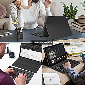 Nanhent Keyboard Case for iPad 10th Generation (10.9-inch 2022), Magnetically Detachable Wireless Keyboard, Premium Protective Cover with Pencil Holder & Tempered Glass Screen Protector (Black)