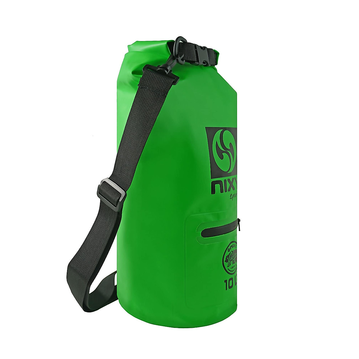 NIXY Waterproof Dry Bag 10L Roll Top - Lightweight and Durable for Paddleboarding, Kayaking, Hiking, Camping, Boating, Beach, Swimming, Sailing, and More - Green, 10L