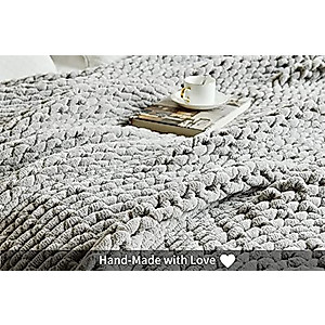 Weighted Chunky Knit Blanket Throw 60x80, Big Soft Knitted Blanket with Premium Chenille Yarn, Luxury Crochet Blankets for Nice Sleep and Home Decor with Super Soft Touch, 60"x80" 12 lbs Grey