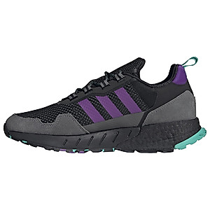 adidas Originals Men's ZX 1K Boost Sneaker Shoes, Core Black/Accent Purple/Mint, 10.5