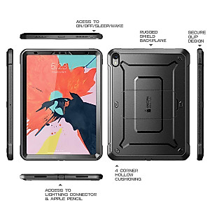 iPad Pro 11 '' Case 2018 Release, SUPCASE UB Pro Series with Built-in Screen Protector Kickstand Full-body Rugged Protective Case for Apple iPad Pro 11 Inch 2018, Not Compatible Apple Pencil (Black)