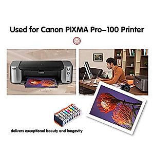 CLI-42 CLI42 Ink Cartridges Replacement for Canon Pixma Pro-100 Pro-100s Printers (1BK, 1C, 1M, 1Y, 1PC, 1PM, 1GY, 1LGY)