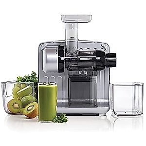 Omega Juicer JCUBE500SV Cold Press 365 Slow Masticating Juice Extractor and Nutrition System with Onboard Storage, 200-Watts, Silver