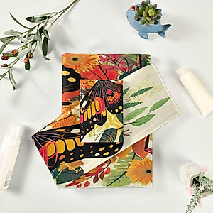 Flradish Flowers Butterflies Towels 3 Pack Bath Towels for Bathroom Set Soft Cotton Highly Absorbent Lightweight & Quickdry Towel Set 1 Bath Towel,1 Hand Towel,1 Washclothe