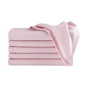 Little Pipers Deluxe 100% Natural Cotton Birdseye Cloth Diapers for Babies - Absorbent Cloth Diapers Burp Cloths - Pink - 6 Pack