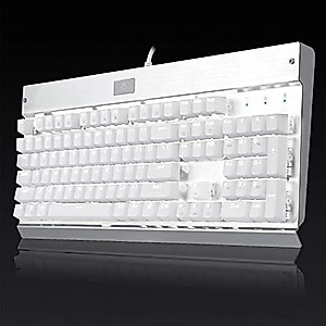EagleTec KG010 Mechanical Keyboard Wired Ergonomic Brown Switches Equivalent for Office PC Home or Business (White Keyboard White Backlit)