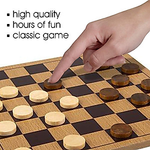 Gamie Wooden Checkers Board Game, Wood Family Board Game for Game Night, Indoor Fun and Parties, Develops Logical Thinking and Strategy, Best Gift Idea for Kids