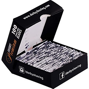 Utopia Care Professional Barber Straight Edge Razor Safety with 100-Pack Derby Blades - 100 Percent Stainless Steel (Black)