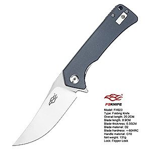 Firebird GANZO FH923-GY Folding Pocket Knife Razor Sharp D2 Steel Blade Ergonomic G10 Anti-Slip Handle with Clip Camping Hunting Fishing Gear Outdoor Folder EDC Pocket Knife (Grey)