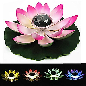 Naiflowers Solar Power Light Outdoor Flower Floating Fountain Pond Light Waterproof Garden Light Landscape Lighting Lamp Pool Solar Lamp Decoration Light for Yard Garden Pathway (Pink)