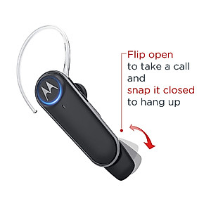 Motorola Boom 3 in-Ear Wireless Mono Alexa Enabled Headset - Noise Cancelling Bluetooth 5.0 Earpiece with Flip Microphone - 7-Hour Battery Life, 40-Foot Range - Ear Hook & Gel Buds