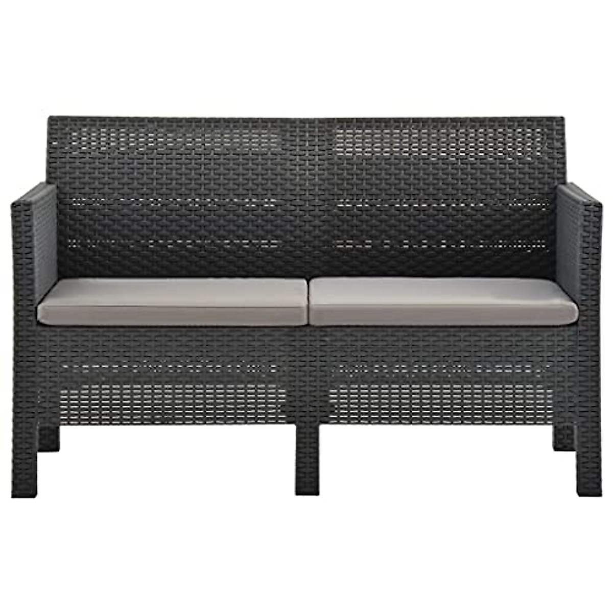 VRAXO 2 Piece Patio Lounge Set with Cushions PP Rattan Anthracite,Outdoor Furniture Sets-41.69lbs