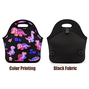 Dacawin Kids Pink Dinosaur Lunch Box for Boys Girls Teens Blue Love Insulated Lunch Bag Reusable Leakproof Cooler Bag Cute Dino Portable Lunch Handbag for School Work Picnic