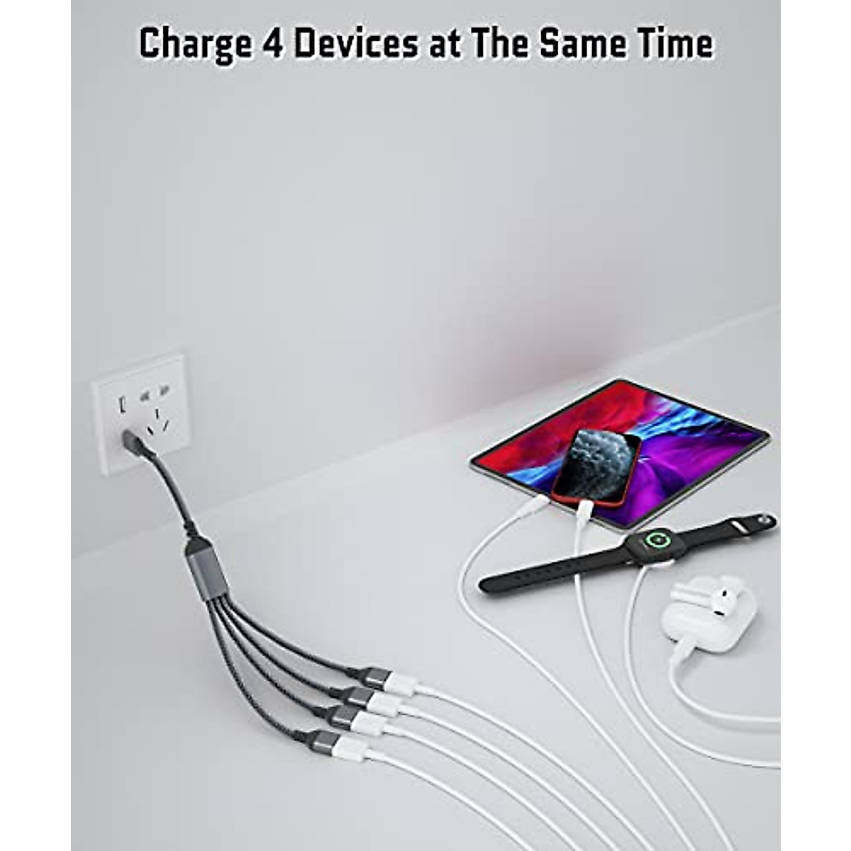 Elebase USB Splitter Y Cable 1FT,1 Male to 4 Female USB-A Expander Hub,Multi USB Port Extender,Extra Multiport Data Charger Split Adapter for Mac Macbook,Car,Xbox One Series X/S,Flash Drive,HDD,Laptop