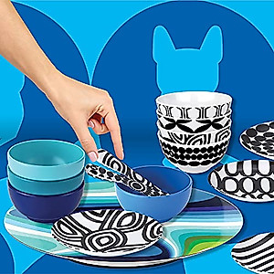 French Bull Assorted Plates-6 Piece Set-Melamine Dinnerware, Serving, Party, Platter, Dish, 6" - Black and White Assorted