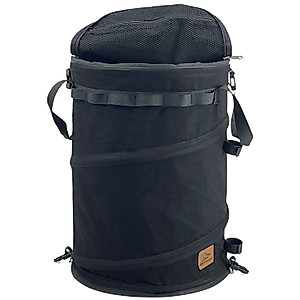 Sutekus Pop Up Storage Bin Collapsible Trash Can Recycle Container Reusable Utility Storage Bag with Zippered Lid for Camping, Laundry, Storage and Garden (Black)