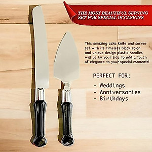 MoonShield Cake Knife & Server Spatula Cake Cutting Set - Wedding Cake Knife Set - Serving Set for Receptions Birthdays - Match the Color to Your Event Theme - Cake Knife and Cutter - Best Gift Set