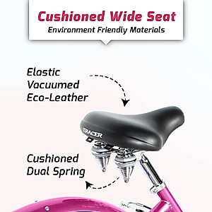 Tracer TAHA Beach Cruiser Bike for Women,26 Inch Wheels,Hi Ten Steel Frame,Shimano 7 Speed,Disc Brake,Hybrid Bike for Adults,Complete Cruiser Bikes,Pink