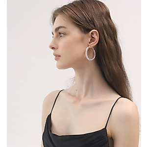 Gemini Women Silver Plated CZ Diamonds Big Large Round Hoop Earring Valentine Day Gifts Gm008, Size: 2 inches