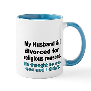 CafePress My Husband I Divorced For Religious Reasons. He T Ceramic Coffee Mug, Tea Cup 11 oz