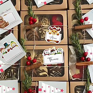 120pcs Christmas Gift Tags Stickers Adhesive Blank Gift Labels Name Tag Stickers for Presents Wrap Cute Santa Penguin Snowman Elk Gnome Design