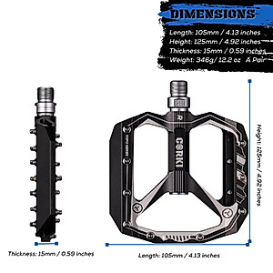 corki Cycles Extra Large Flat Mountain Bike Pedals, Aluminum Alloy MTB Pedals, 4” Wide Platform Pedals - 9/16” - Black