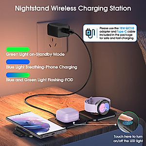 Pocket Wireless Charger for Samsung Android Phone, Fast Foldable Travel Wireless Charging Station Stand Compatible for Samsung Galaxy Watch/Buds Pro/for Samsung S24/S23 Ultra/S22/Z Flip 4/3 Fold 4/3