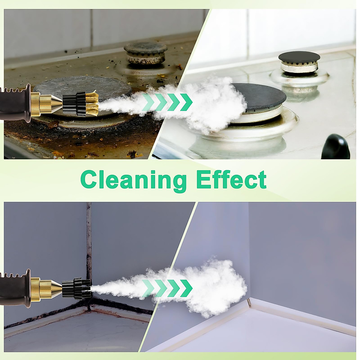 AUXCO Steam Cleaner, 1200ml High Pressure Steamer for Cleaning Handheld Steam Cleaner for Home,High-Temperature Steamer Cleaner for Car,Upholstery,Kitchen, Bathroom, Carpet，Grout and Tile(Mint)