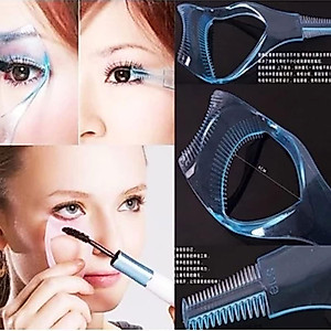 Eyelash Brush Tool，2pcs 3 in 1 Makeup Cosmetic Eyelash Tool Upper Lower Eye Lash Mascara Guard Applicator ，For Women Girls (Pink+blue)