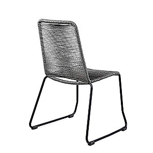 ARMEN LIVING LCSHSICH Shasta Outdoor Metal and Rope Stackable Dining Chair-Set of 2, Gray