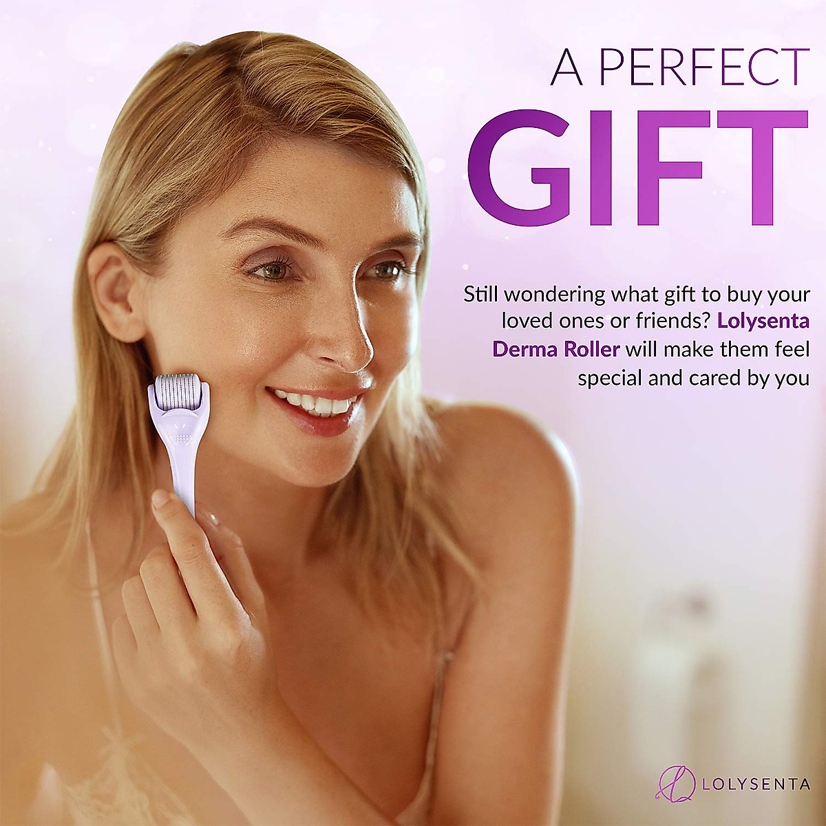 Lolysenta Derma Roller 0.25mm, Titanium Microneedle Roller for Face, Microdermabrasion Facial Roller, Microneedling Dermaroller, Includes Storage Case