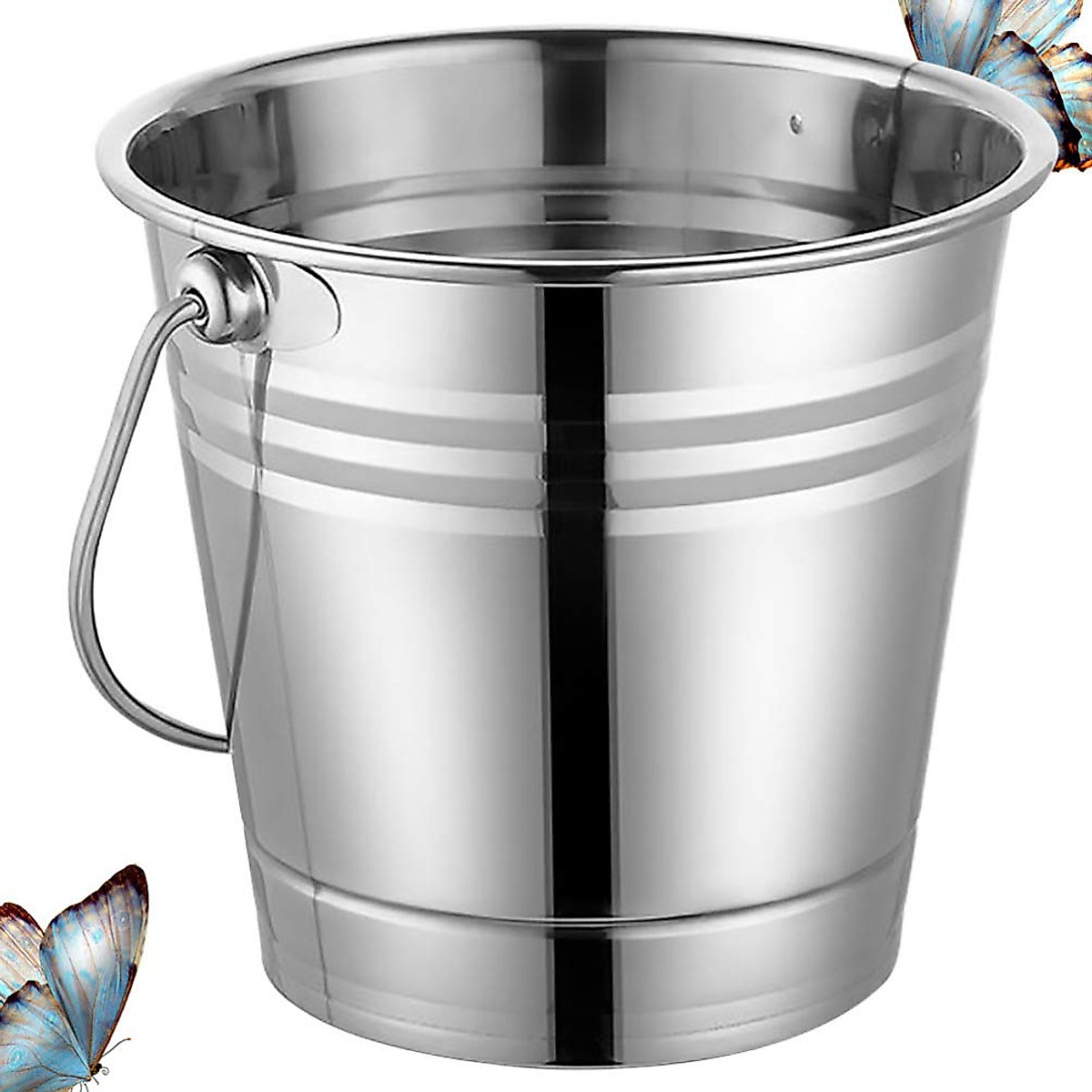 DOITOOL Stainless Steel Ice Bucket Small Metal Buckets Champagne Wine Bucket Small Pails with Handles for Party Favors Candy Centerpieces Bar Supplies Without Borneol