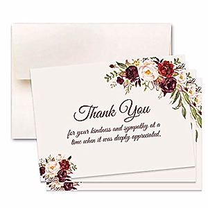 Impressions 50 Sympathy Acknowledgement Cards, Funeral Thank You Notes,Includes Envelopes