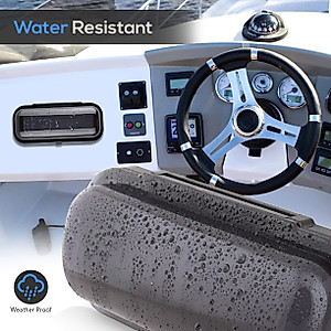 Pyle Water Resistant Marine Stereo Cover - Smoke Colored Heavy Duty Boat Radio Protector Shield with Flip-up Door & Spring Loaded Release - Mounting Gasket Included - Pyle PLMRCB1