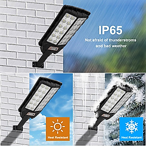 TEXTHELL 60W LED Solar Street Light Motion Sensor 9000LM, Dusk to Dawn Solar Flood Lights Outdoor, IP65 Waterproof Solar Security Lights, Solar Lights for Outside Garden Yard Path