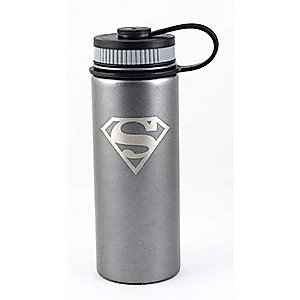 Superman 18oz Insulated Water Bottle, Stainless Steel, Wide Mouth Double Walled Vacuum Insulated Bottle for Hot and Cold Beverages