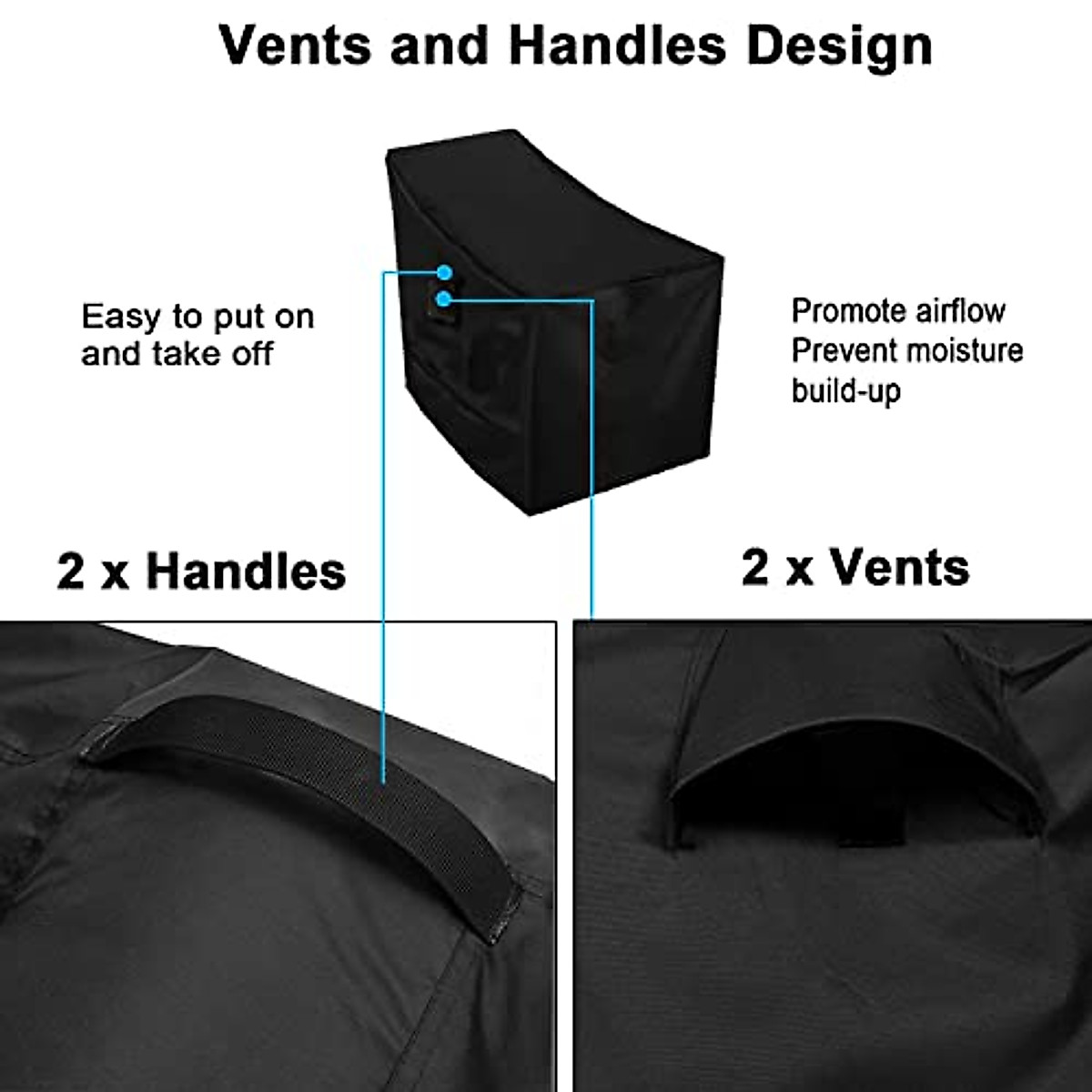 WOMACO Snow Blower Cover Heavy Duty Waterproof Two Stage Snow Thower Cover Snowblower Protector Shield for Universal Electric 2 Stage Snow Machine (47" L x 33" W x 45" H, Black)